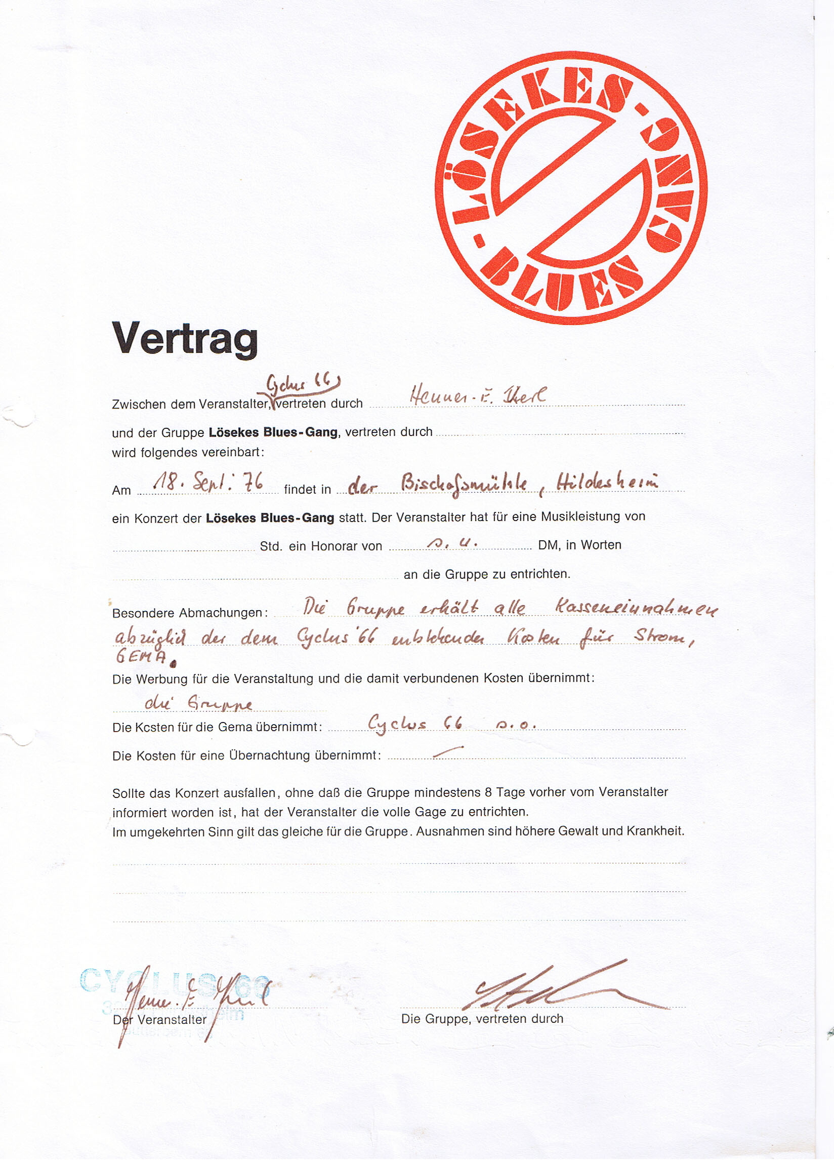 Historischer Vertrag - Lösekes Blues Gang